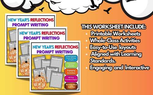 New Year's Reflections Writing Prompts Activities Morning Work 4th,5th ...