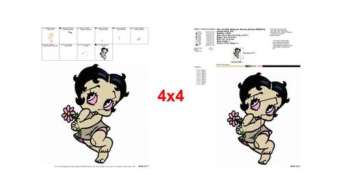 Cute Baby Betty Boop Holding Daisy Flower Embroidery Designs - Instant ...