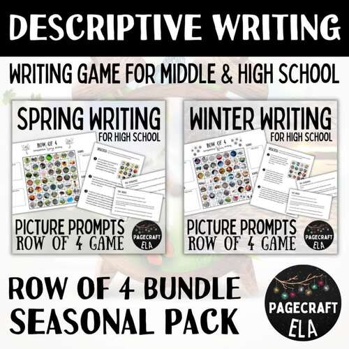 BUNDLE of Row of 4 Printable Game Sheets | Seasonal Creative Writing ...
