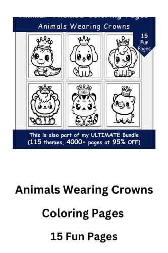 Animals Wearing Crowns | Fun Printable Coloring Activity for Kids ...