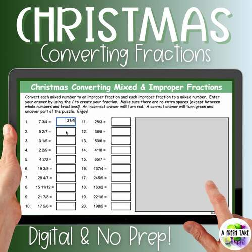 Christmas Pixel Art Math Grade 5 Convert Fractions Google Sheets Self ...