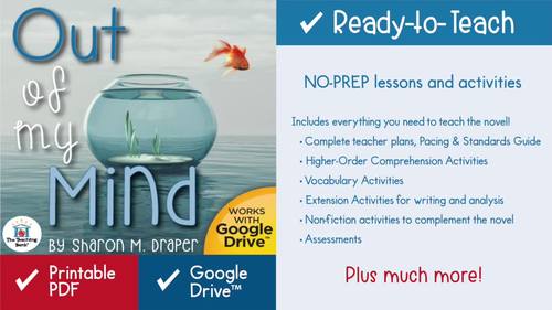 Out of My Mind Novel Study Book Unit by The Teaching Bank | TPT