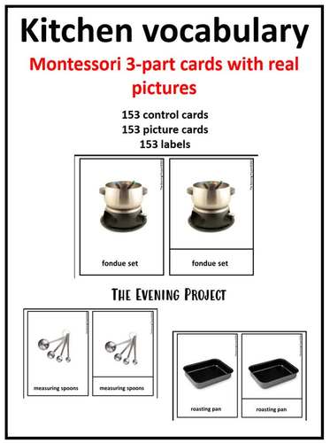 Kitchen vocabulary -Montessori 3-part cards with real photos for Autism ...
