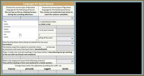 NO PREP - Spiral Language Art Review for 4th/5th Grades - Lynx | TPT