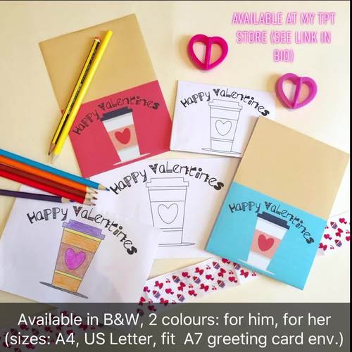 Valentine Cards & Vector Coffee Cups by Feel Fonts | TPT