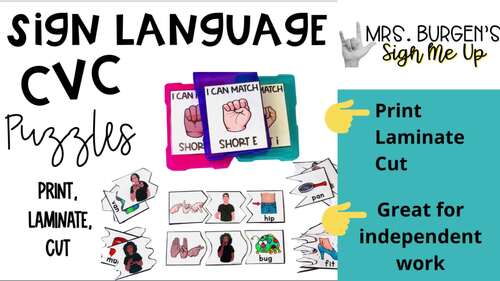 CVC Word Picture Match | Sign Language by Mrs Burgen's Sign Me Up