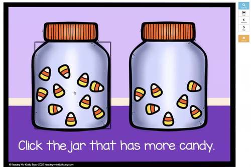 Halloween More or Less - Which group has more - kindergarten math counting