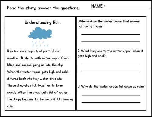 Seasons and Weather Reading Comprehension | 2nd 3rd Grade Science ELA