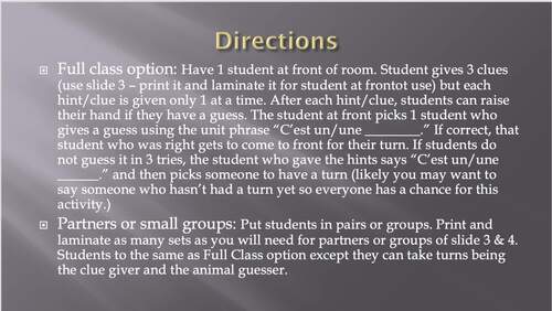 Core French Zoo and Wild Animals: Qui suis-je Listening/Viewing Activity