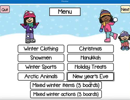 Winter Vocabulary Memory Games Boom Cards™ Speech Therapy Language Activity