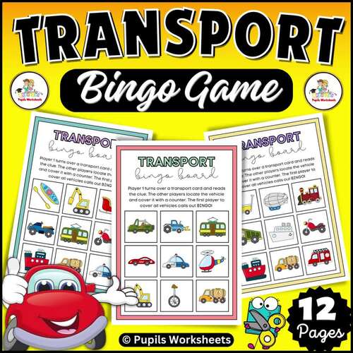 Transport Bingo Game | Printable Transport Theme | Fun Activities