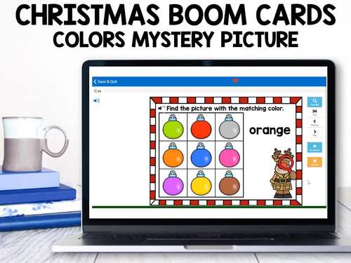 Christmas Boom Cards | Color Words Matching Activity | US SPELLING