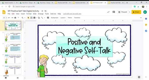 Positive and Negative Self Talk Digital Lesson and Activity | TPT
