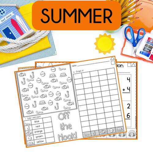 Kindergarten Summer Packet Worksheets Math & ELA Summer Review Activities
