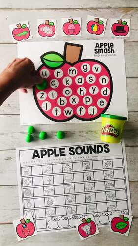 Apple Smash Beginning Sounds - Fall Literacy Centers - Phonics Games