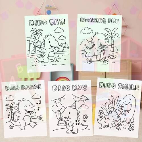 Dinosaur Coloring Page/Sheet for Preschool Kindergarten Easy Cute Dino ...