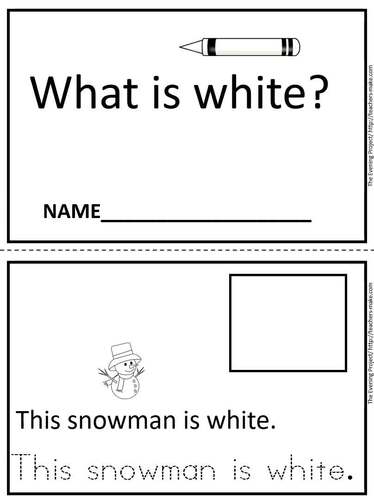 COLOR WHITE Emergent reader & coloring activity for Special Educ, Pre K & K