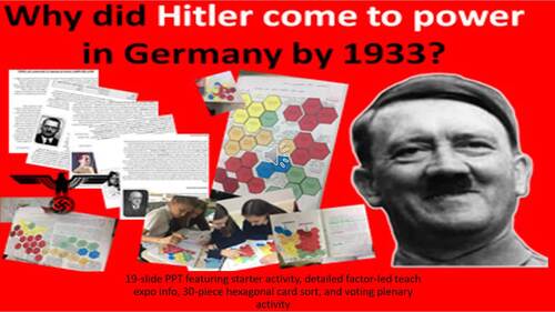 Why did Hitler rise to power? 11-page full lesson (notes, card sort)