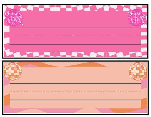 Retro Classroom Decor: Student Desk Name Tags Eight Groovy Editable ...