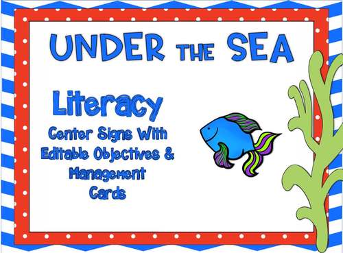 Ocean Themed Literacy Center Signs With Editable Objectives | Center ...