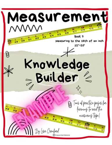 Measuring Tape Book 5: Math, Fractions to 16ths , Converting Inches to ...