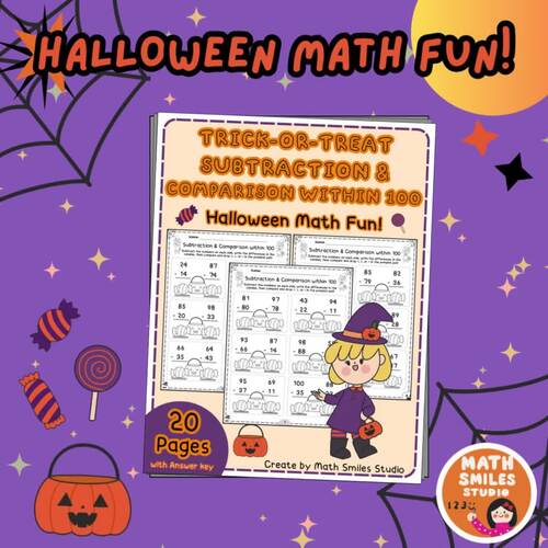 Trick-or-Treat Subtraction & Comparison Within 100 |Halloween Math 2nd ...