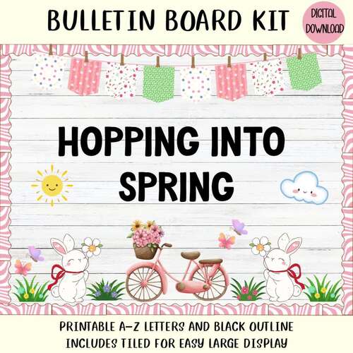 Spring Bulletin Board | Hopping Into Spring Classroom Decor | TPT