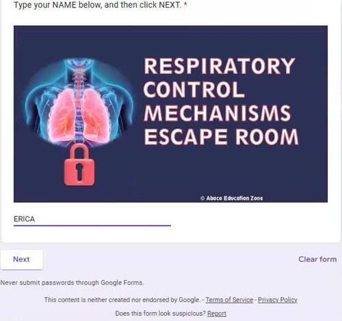 Respiratory Control Mechanisms Escape Room | Breathing Control Centers
