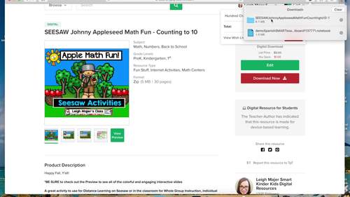 SEESAW Johnny Appleseed Math Fun - Counting to 10 | TpT