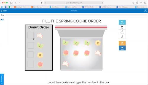 Spring Life Skills Math Counting and Inventory Cookie Order Boom Cards™