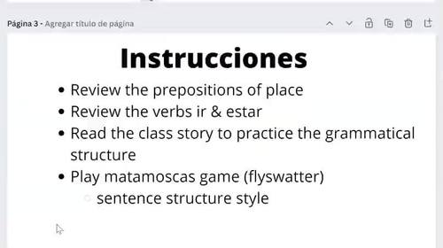 El Pavo y El Cazador: Preposiciones de Lugar NO PREP mini lesson