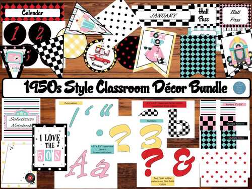 1950s Style Classroom Decor Bundle by DeMolls Divine Designs | TPT
