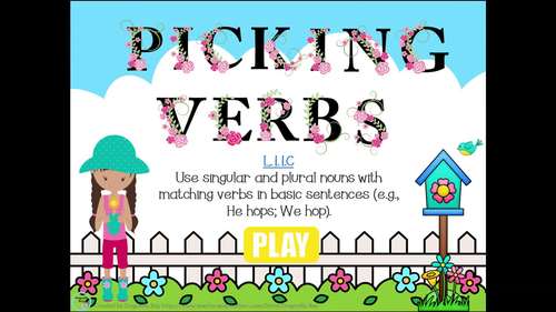 Spring Picking Verbs for Sentences Google & PowerPoint Digital Game