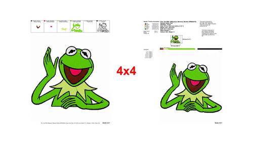 Kermit the Frog Smiling Waving Muppet Character Embroidery Designs ...