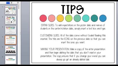 Guided Reading Digital Slides - Editable Presentation with Timers