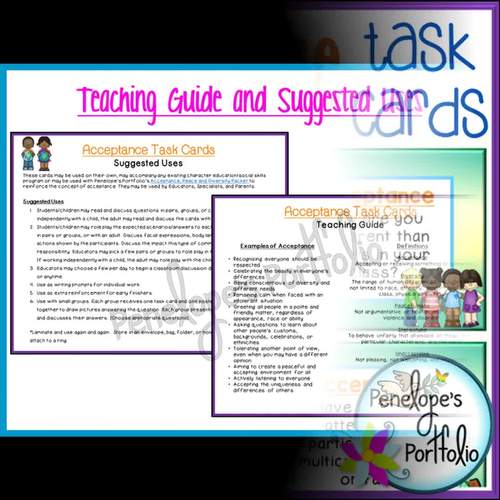 Acceptance, Peace and Diversity Task Cards, Social Emotional Learning