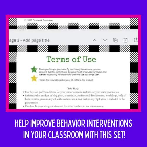 Printable Classroom Management Behavior Intervention Set | TpT