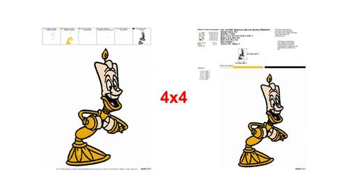 Happy Lumiere enchanted candlestick Disney character embroidery designs ...