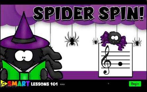 SPIDER SPIN HALLOWEEN NOTE GAME Treble Music Activity Halloween Music ...