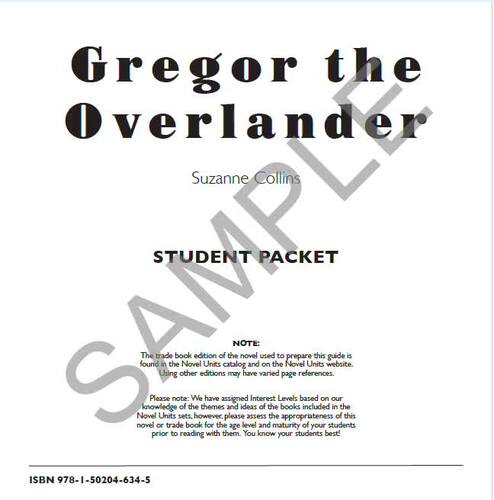 Gregor the Overlander Novel Units® Student Packet Novel Study | TPT
