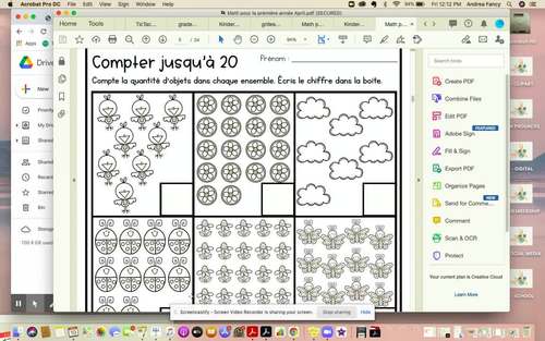 FRENCH First Grade No Prep Math Worksheets APRIL Grade 1 / Première année