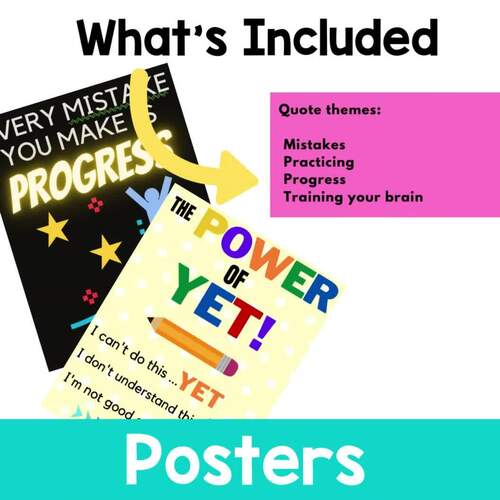 Growth Mindset Posters (Bold Colors) by Savvy School Posters and Printables