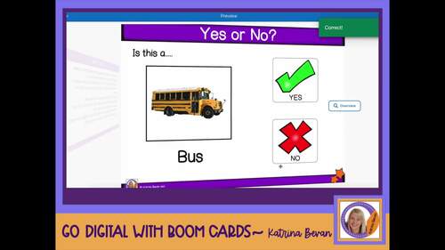 Boom™ Cards: YES or NO Photo to Word Match- TRANSPORT Theme by Katrina ...