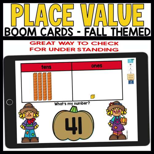 Place Value Tens and Ones Boom Cards Math Practice Fall Thanksgiving Games