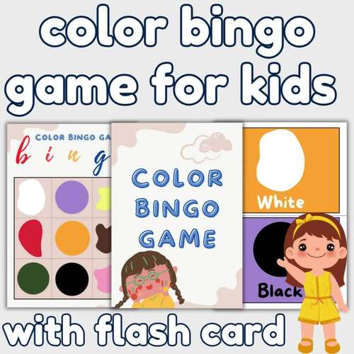 color bingo game for kids playing with flashcard by Little Minds Books
