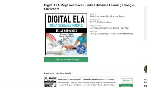 Digital ELA Mega Resource Bundle | Distance Learning | Google Classroom