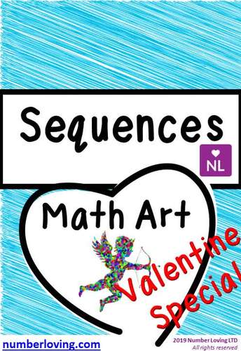 Sequences Valentine Special (Math Art) Worksheets by NumberLoving LTD