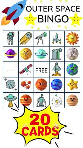 Outer Space BINGO Game Editable! Holiday Party Games, Fun Family Activity