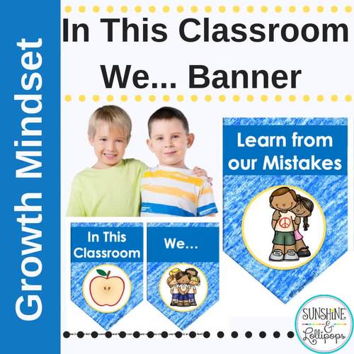 Growth Mindset Banner Black with Multi Colored Polka Dots | TPT