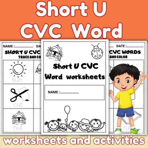 Short U CVC Word worksheets and activities - NO PREP Literacy Worksheets